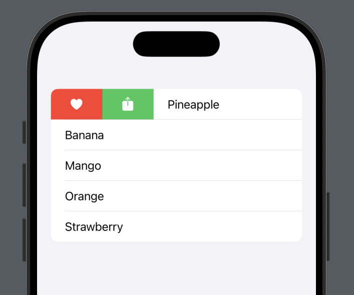 Como añadir botones de Swipe Action a la fila de una Lista